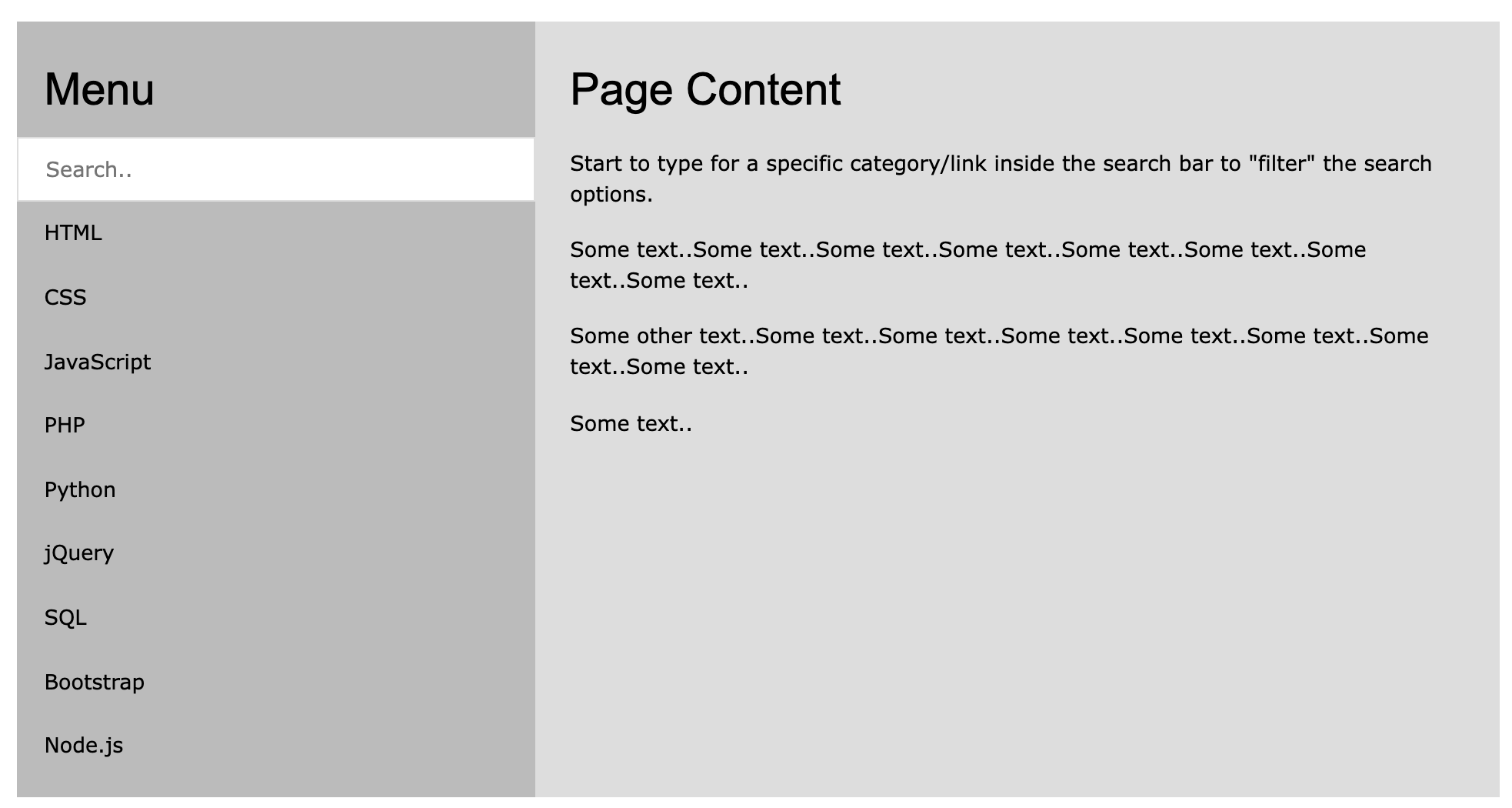How Do I Create A Search Menu To Filter Links W3Schools
