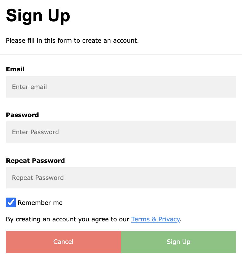 How Can I Create A Sign Up Form W3Schools