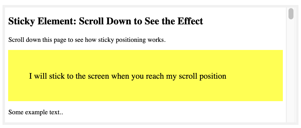 How Do I Create A Sticky Element W3Schools