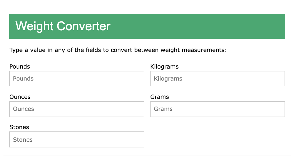 How Do I Create A Weight Converter W3Schools